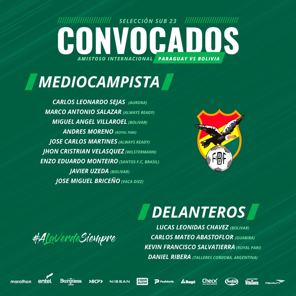 Daniel Ribera convocado a la Selección de Bolivia Sub-23 - Club ...
